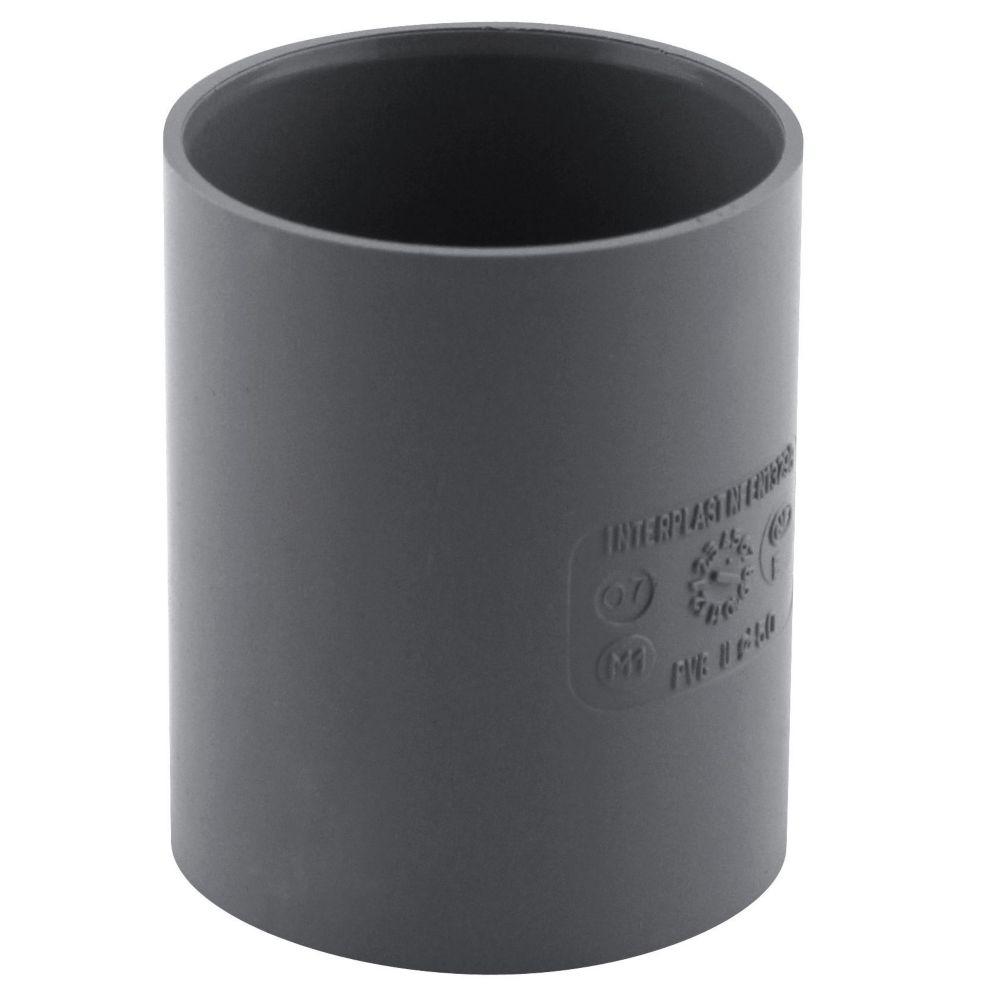 Manchon PVC femelle 50mm à coller gris Fitt | Raccords PVC | Screwfix FR
