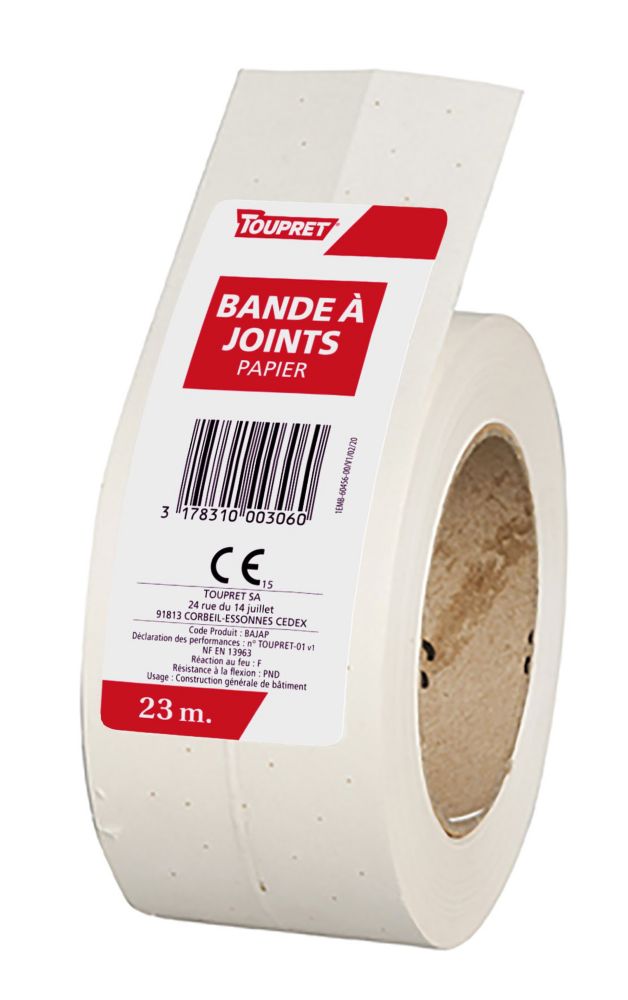 1 bande à joints papier Toupret blanc 23m x 50mm | Bandes | Screwfix FR