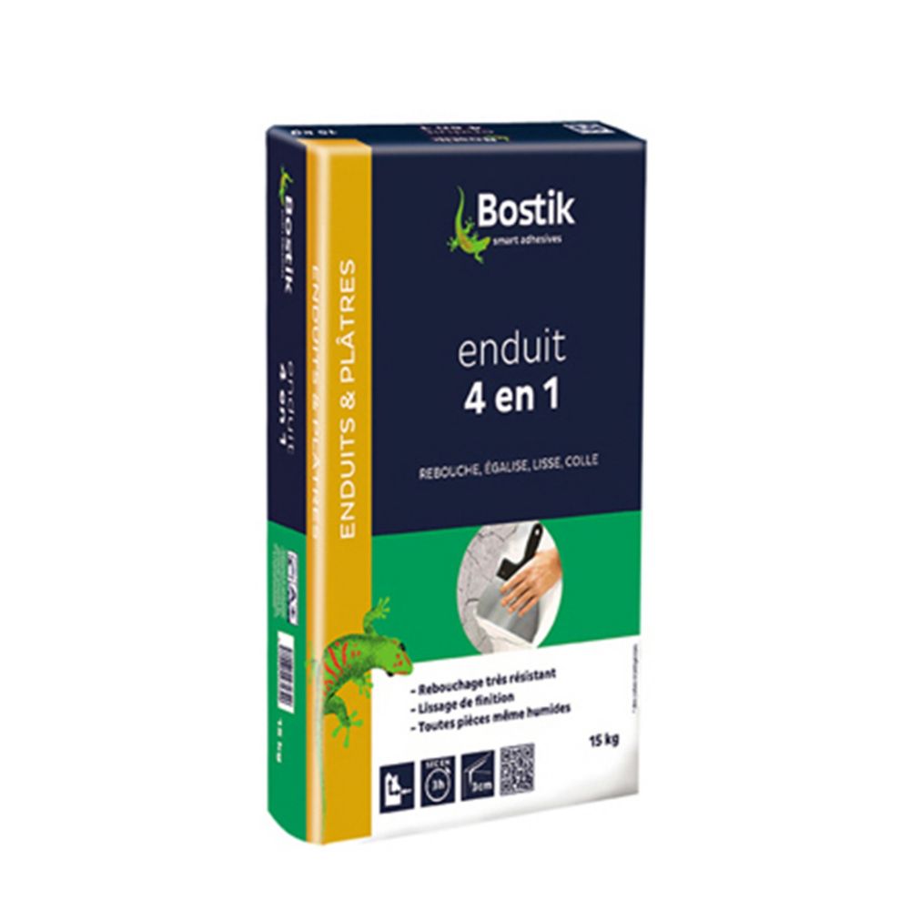 Mastic de remplissage Bostik 4 en 1 blanc 15kg | Enduit de rebouchage ...