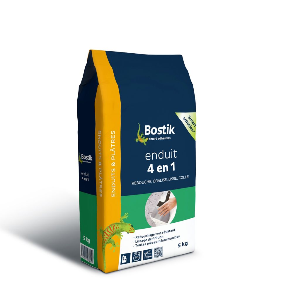 Mastic de remplissage Bostik 4 en 1 blanc 5kg | Enduits et mastics ...