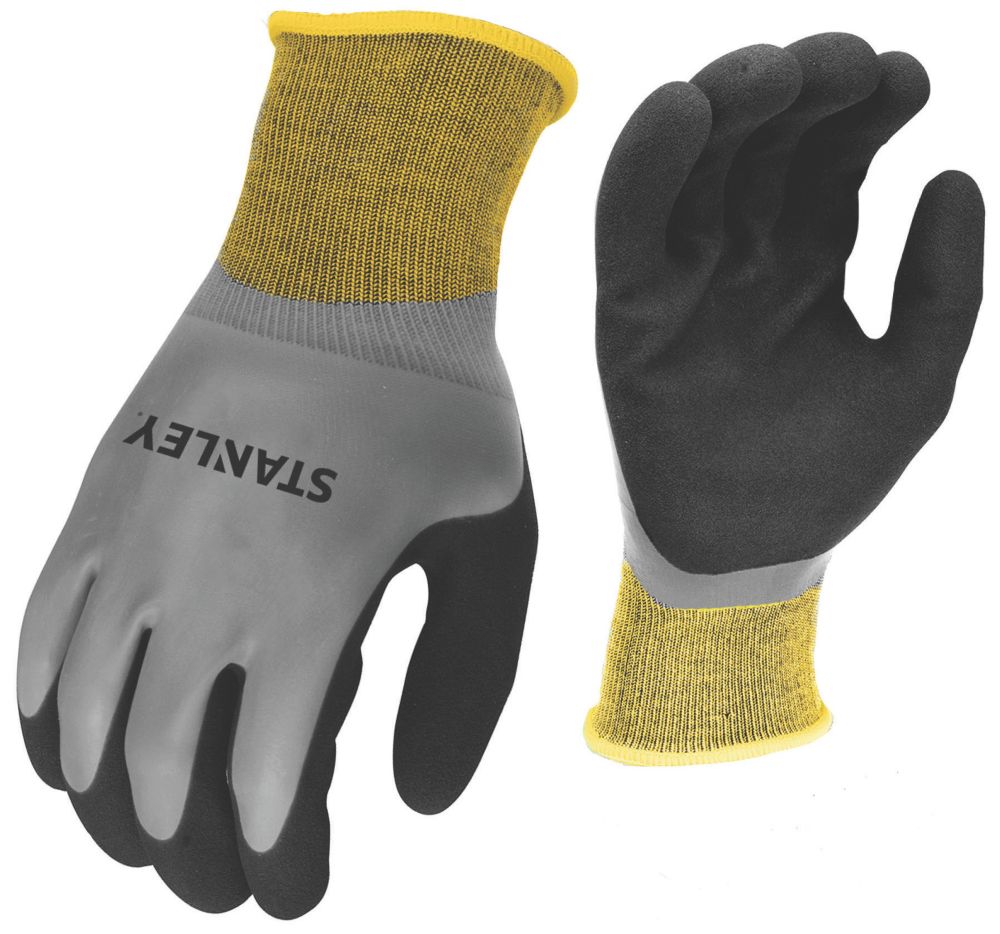 Gants de manutention imperméables Stanley SY18L noir/jaune/gris taille ...