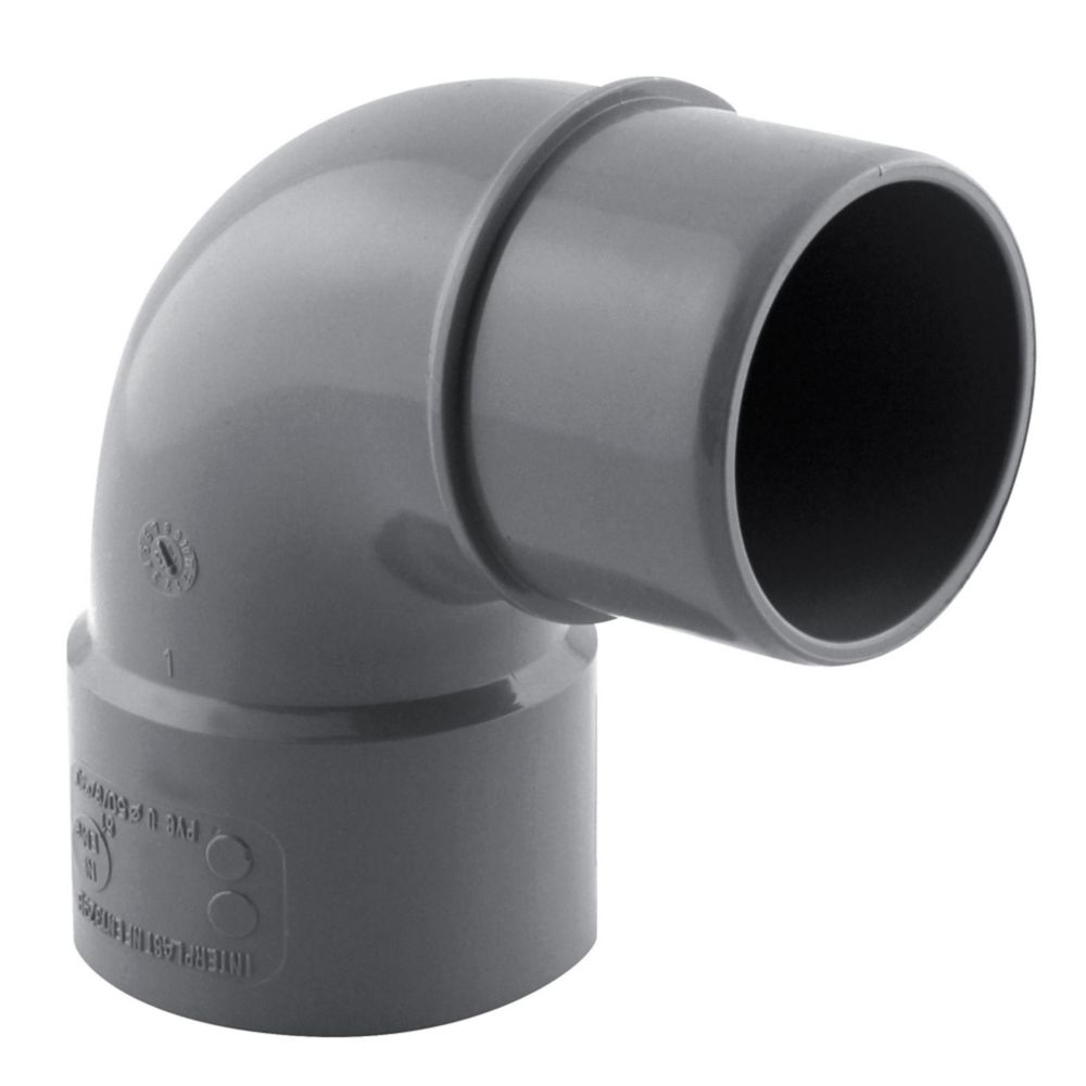 Coude PVC NF mâle/femelle à 87° 50mm à coller gris Fitt | Étanchéité ...