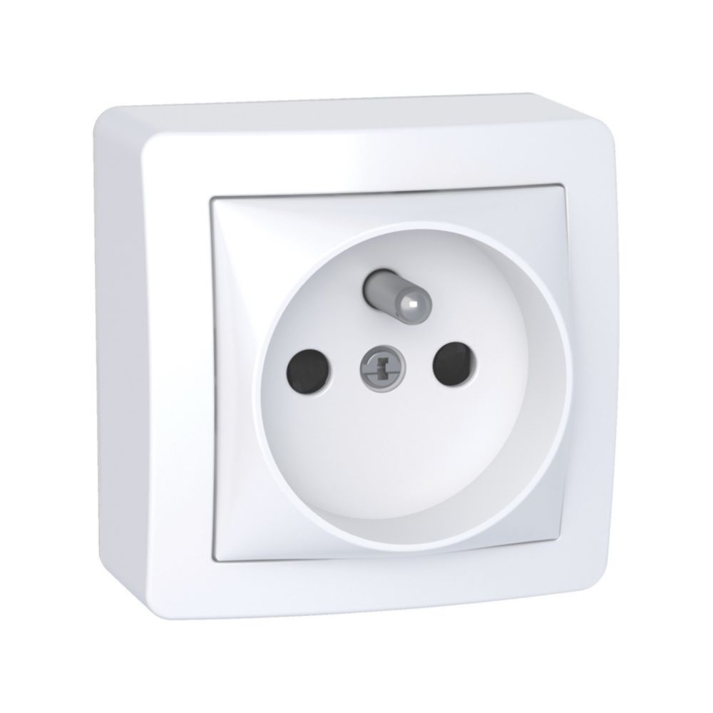 Prise terre blanc Schneider Alrea | Interrupteurs et prises en saillie ...
