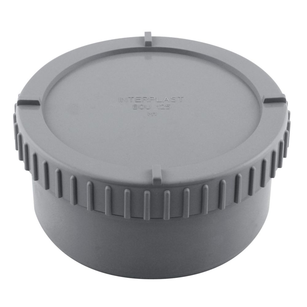 Bouchon PVC NF mâle 125mm à coller gris Fitt | Raccords PVC | Screwfix FR